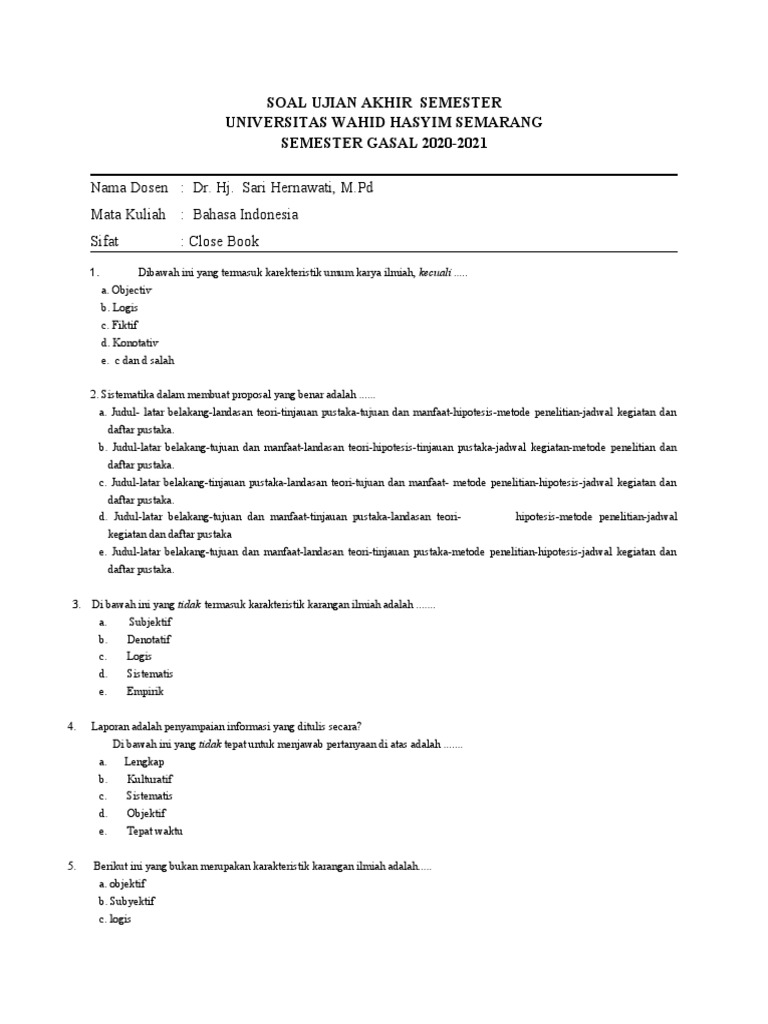 Soal Ujian Akhir Semester.2021 | PDF