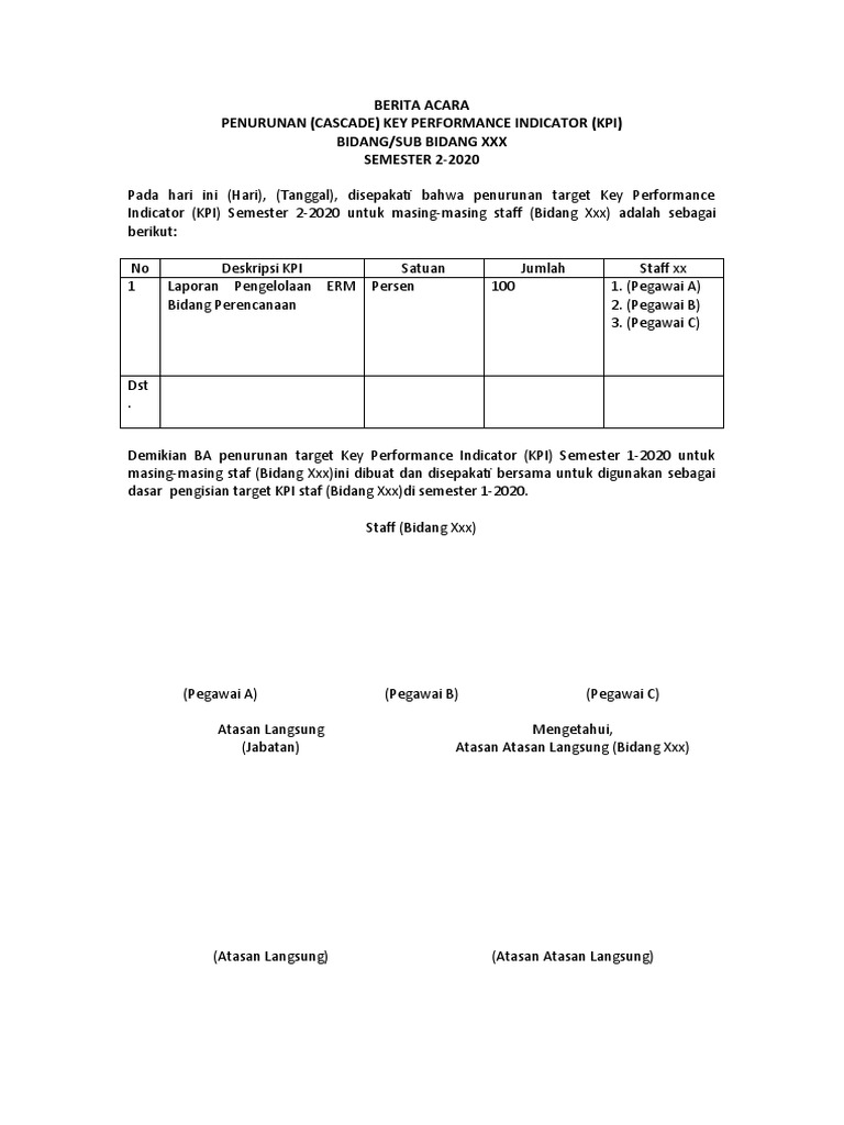 BERITA ACARA KPI Sem 2 2020 | PDF