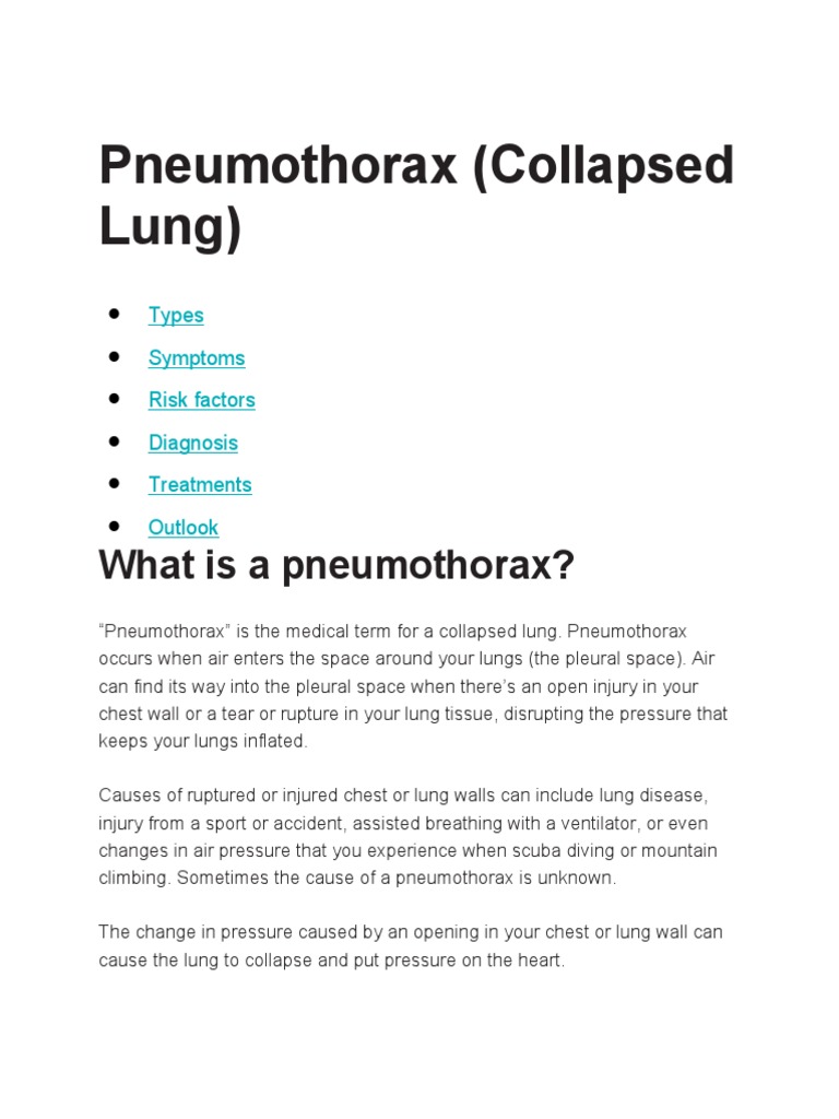 Pneumothorax | PDF | Respiratory Diseases | Lung