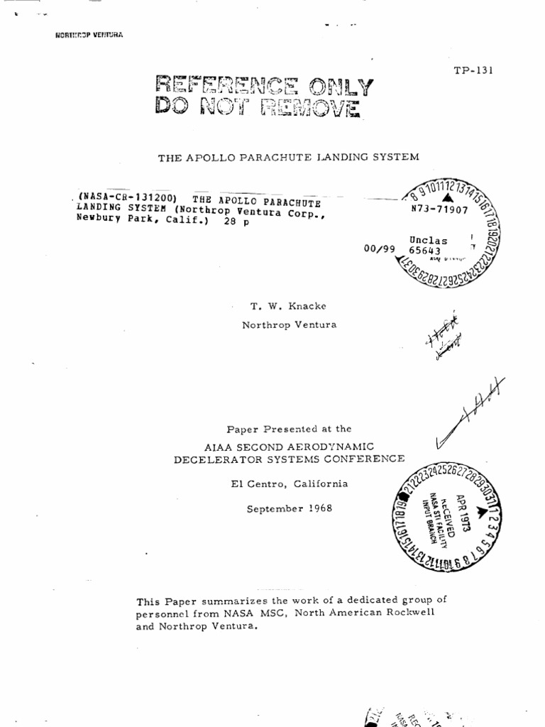 The Apollo Parachute Landing System | PDF | Apollo (Spacecraft) | Parachute
