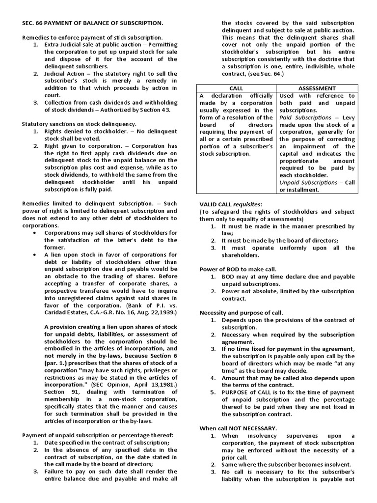 Corporation Code Notes | PDF | Corporations | Stocks