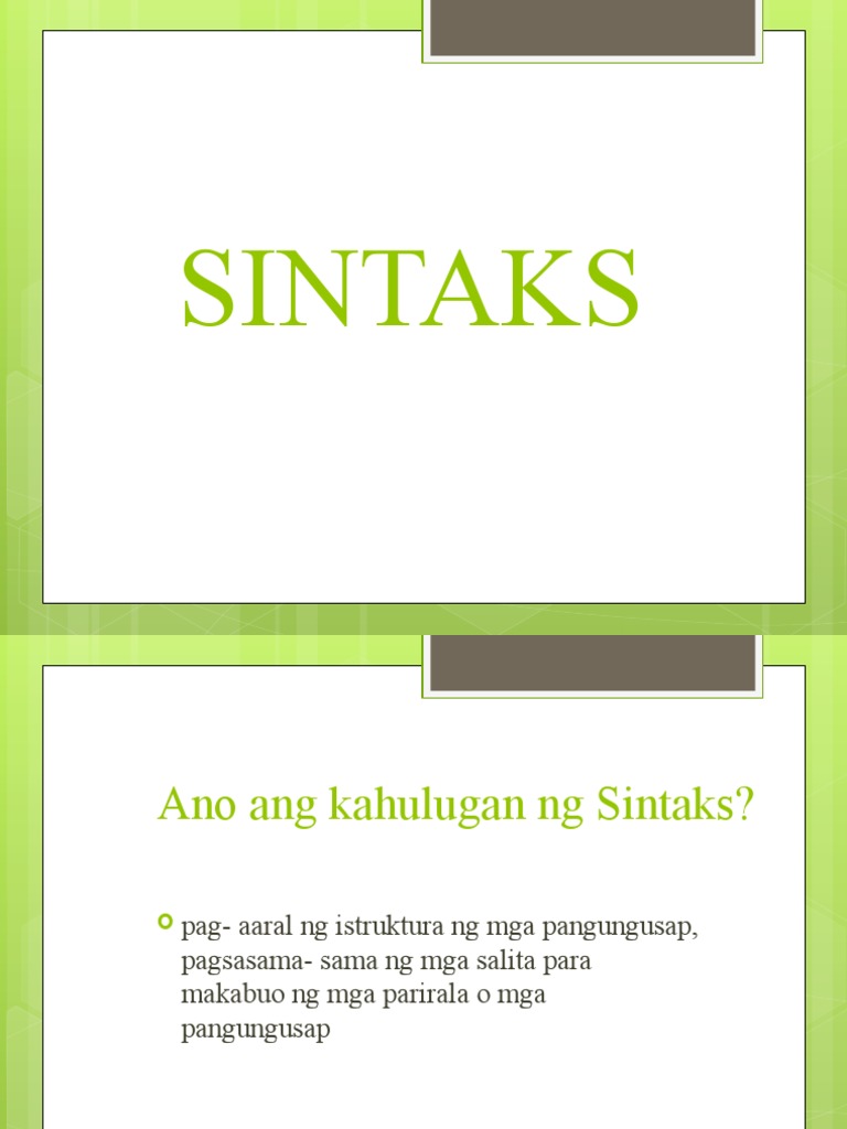 Ano Ang Kahulugan NG Sintaks | PDF
