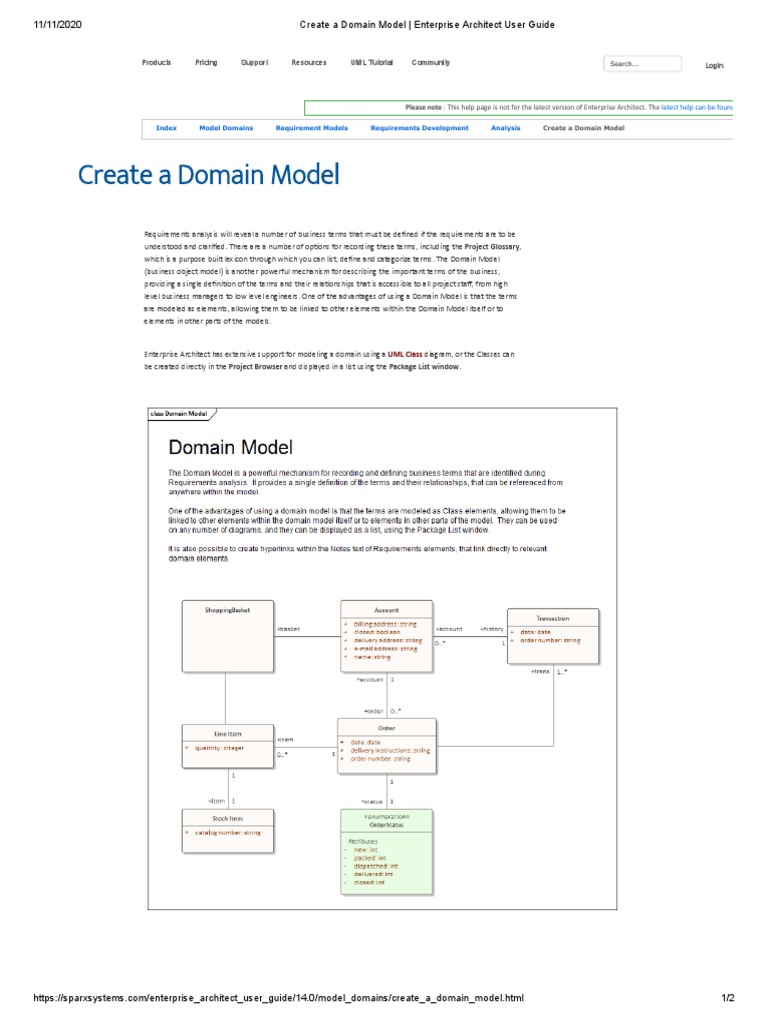 Create A Domain Model - Enterprise Architect User Guide | Download Free ...