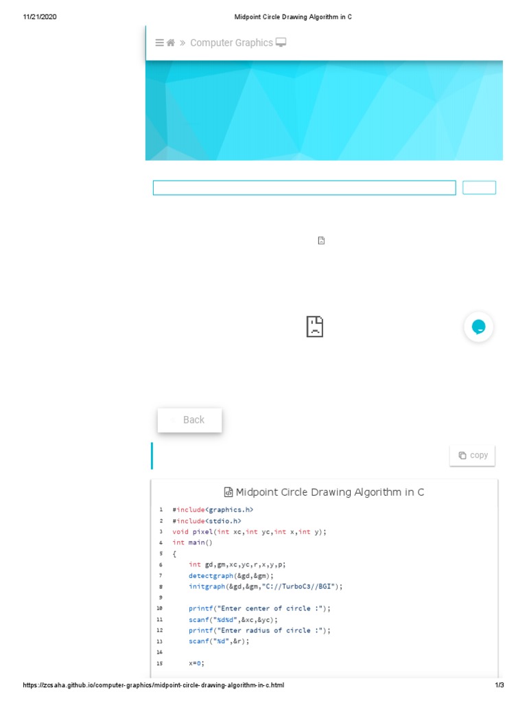 Midpoint Circle Drawing Algorithm in C | PDF | Computer Science | Software
