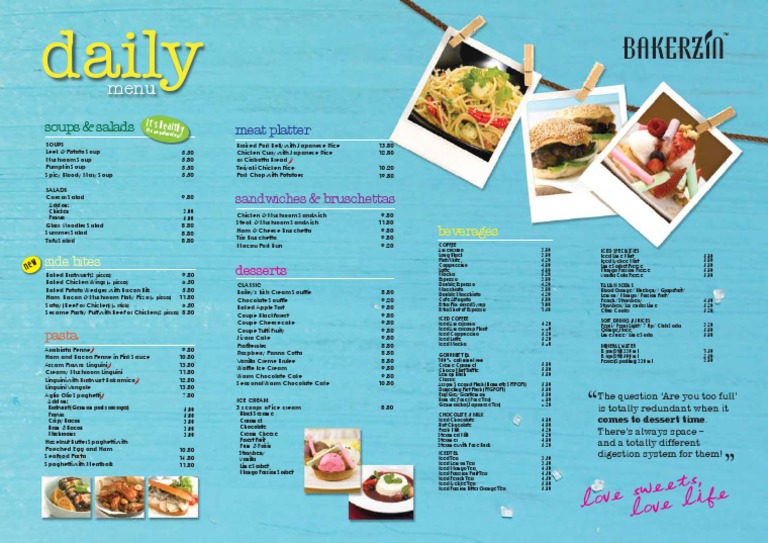 Bakerzin Menu and Prices Overview | PDF | Foods | Western Cuisine