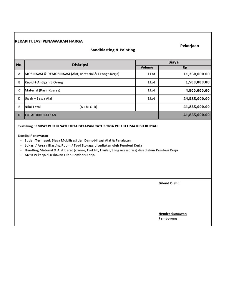 Perhitungan Cat Hendra | PDF