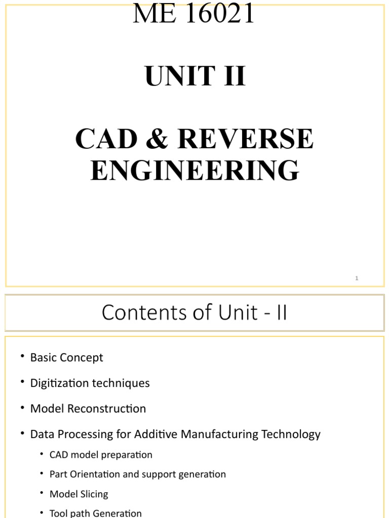 Unit Ii Cad & Reverse Engineering | PDF
