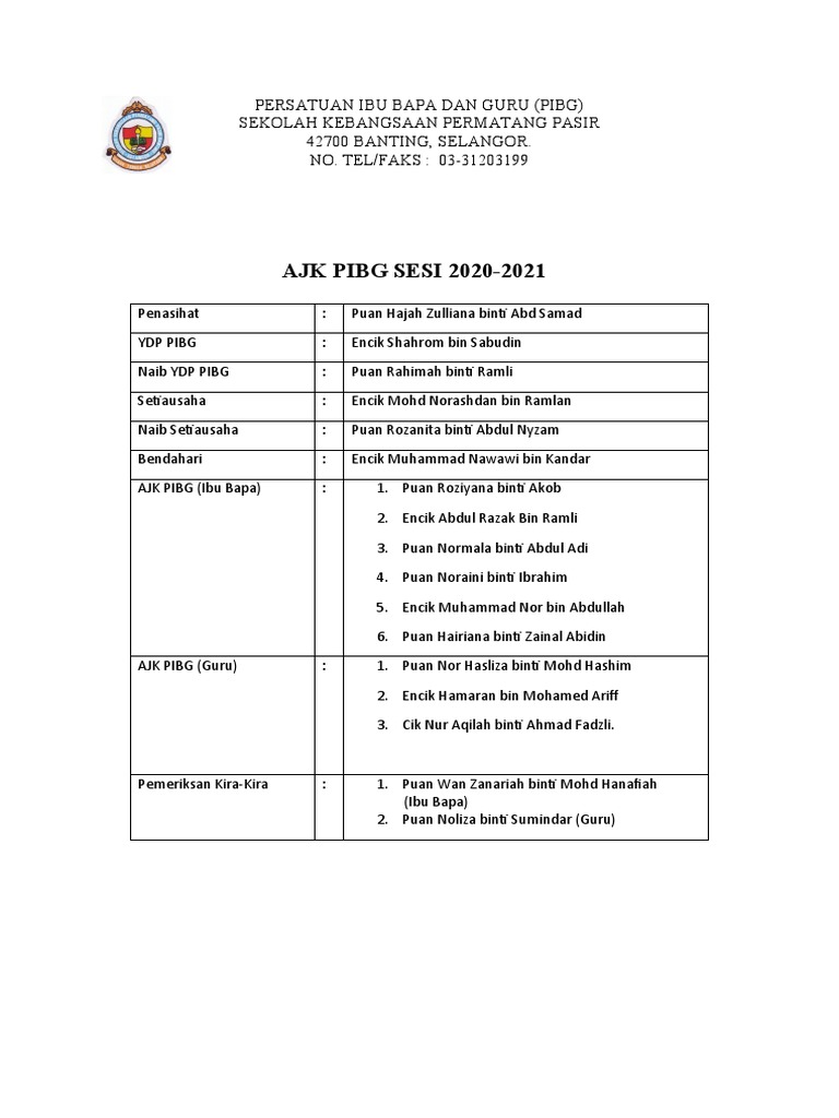 Ajk Persatuan Ibu Bapa Dan Guru | PDF