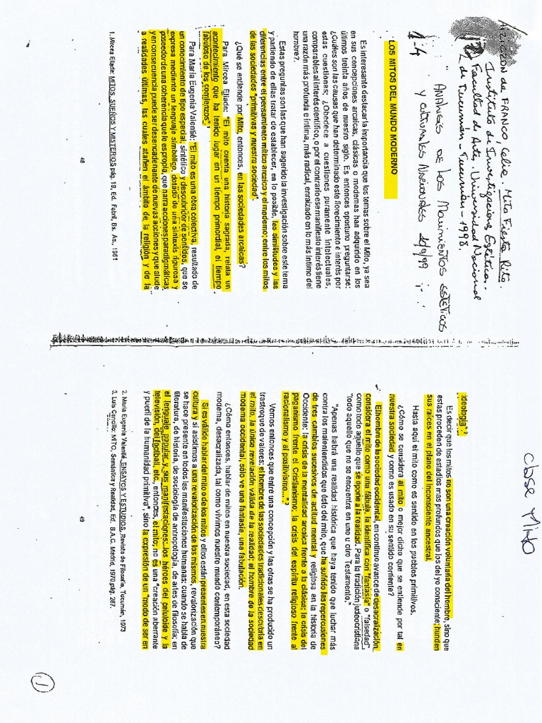 Texto N 4 Aiziczon de Franco, Celia Los Mitos en El Mundo Moderno en ...