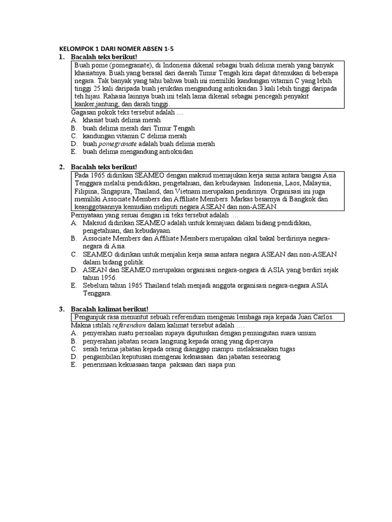 Latihan Kedua Bindo | PDF