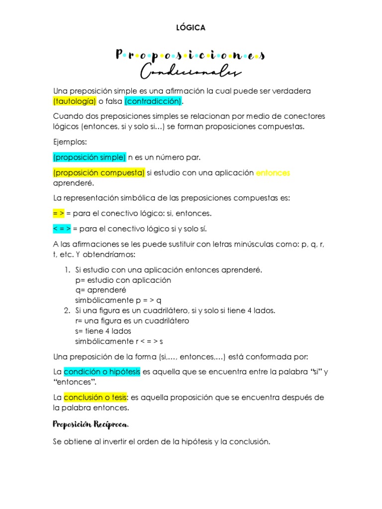 Proposiciones Condicionales | PDF