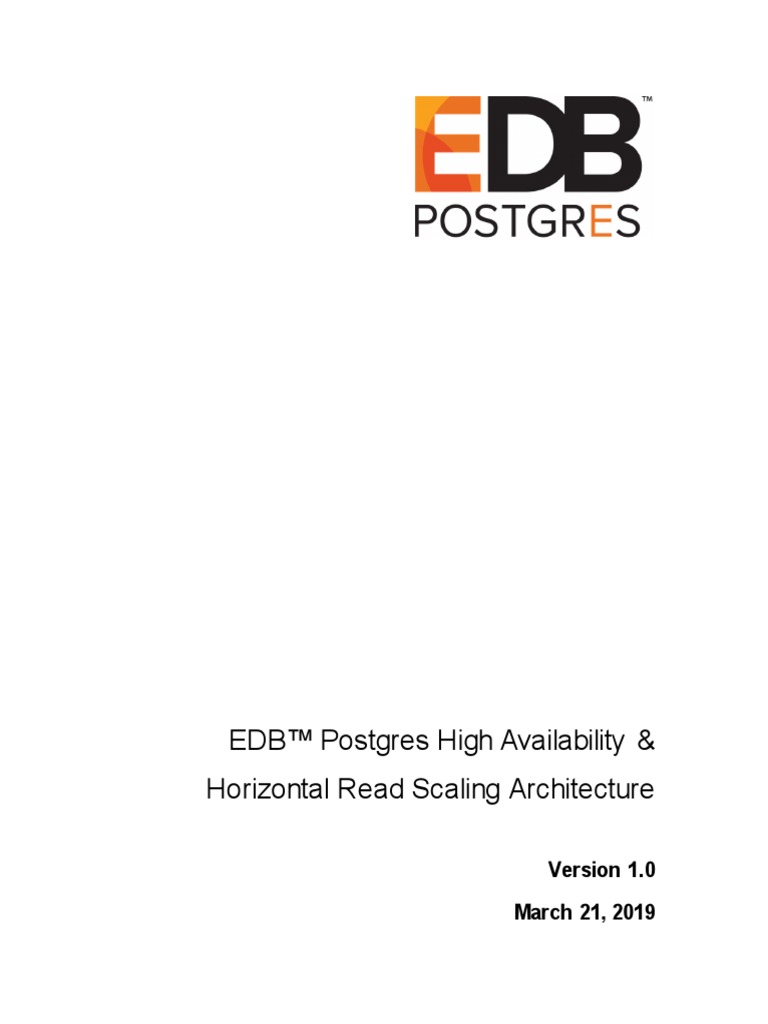 EDB High Availability Scalability v1.0 | PDF | Postgre Sql | Replication (Computing)