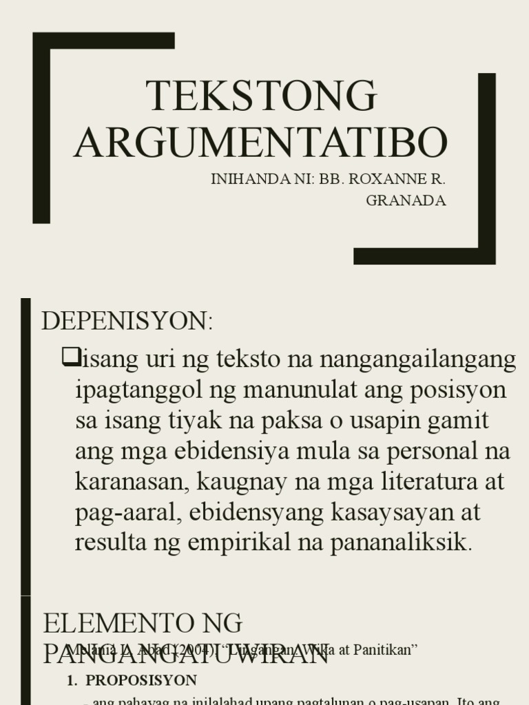 Tekstong Argumentatibo | PDF