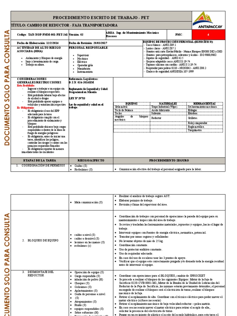 Cambio de Reductor - Faja Transportadora | PDF | Grúa (máquina ...