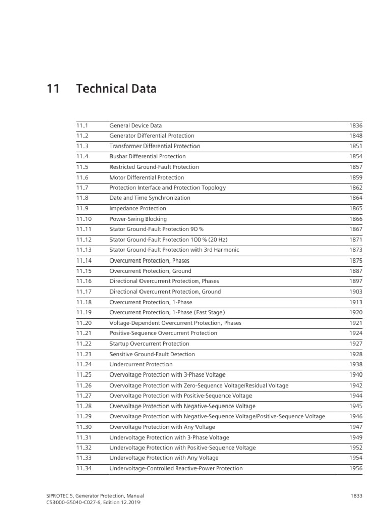 Generator Protection - 7UM85 - Technical Data | PDF | Power Supply ...