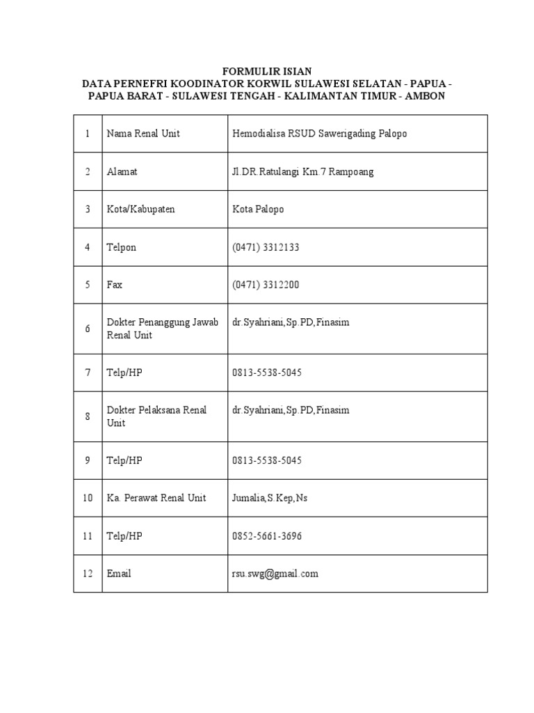 Formulir Isian | PDF