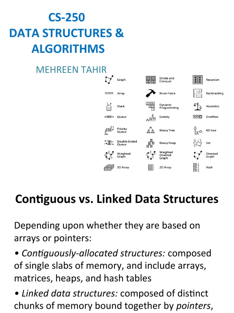Cs 250 Data Structures And Algorithms Mehreen Tahir Pdf Pointer Computer Programming