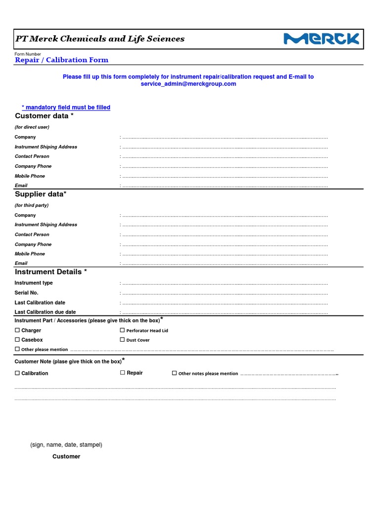 Equipment Repair and Calibration Form | PDF | Information Technology ...