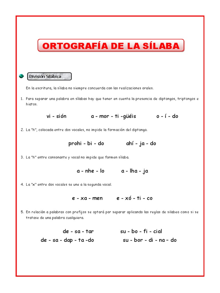 Ortografía Semana 2 Grupo 1 Ejercicios | PDF | Sílaba | Lingüística