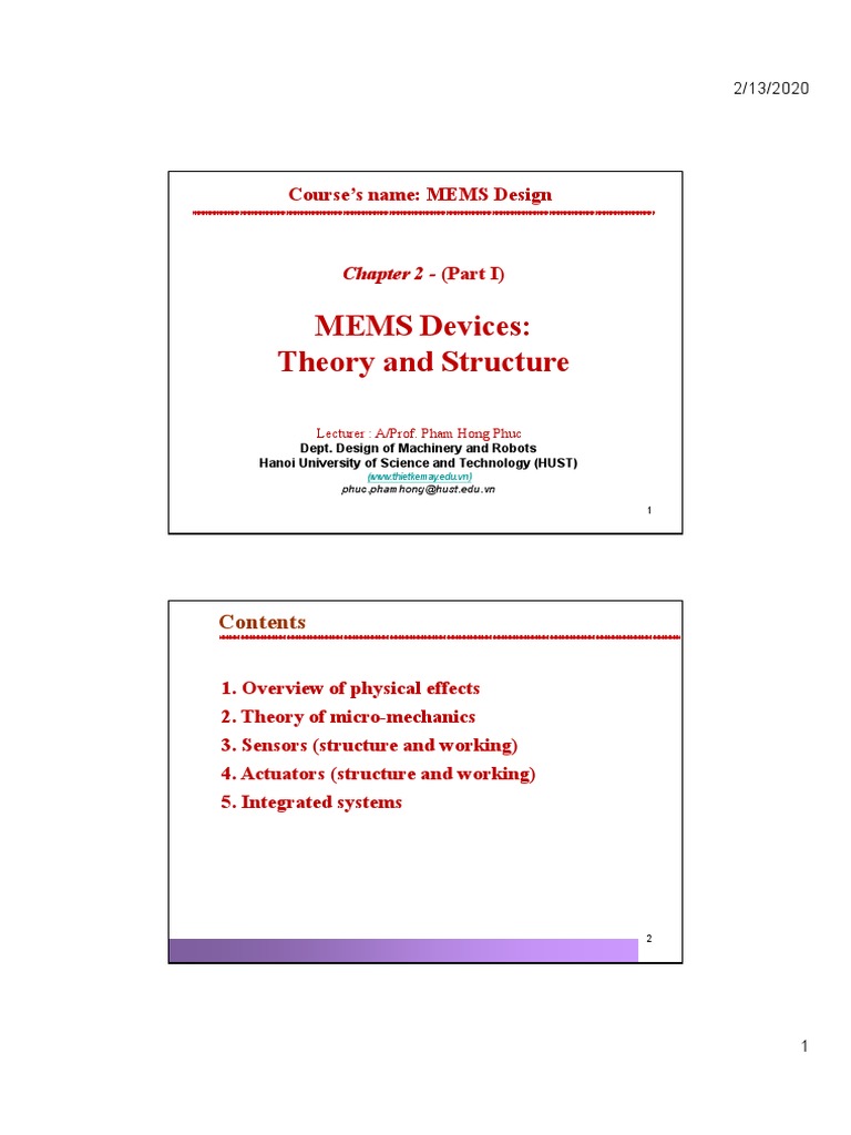 Mems Design Chap 2 (P1-New) - Theory and Structure | PDF | Physical Sciences | Applied And ...