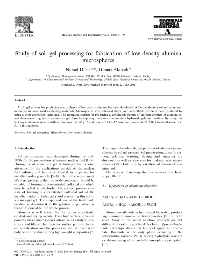 Alumina Sol Gel3 | PDF | Adsorption | Materials Science