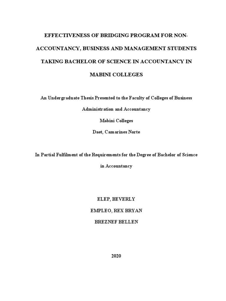 Effectiveness of Bridging Program For Non-Accountancy, Business and ...