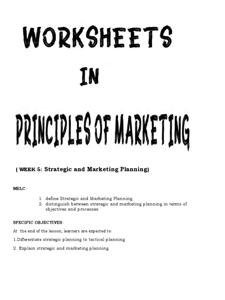Worksheet Week 5 | PDF | Strategic Planning | Marketing Strategy