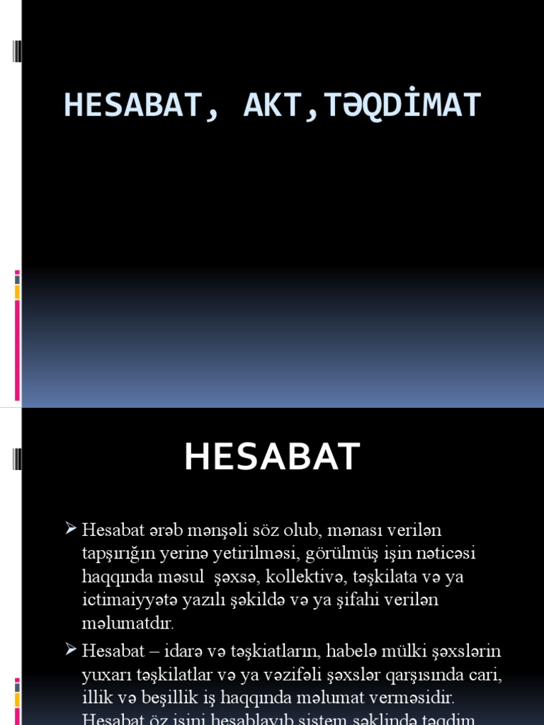 Hesabat, Akt, Təqdimat. | PDF