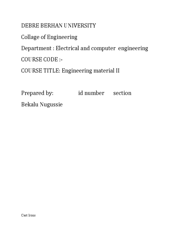 Debre Berhan University | PDF | Cast Iron | Iron