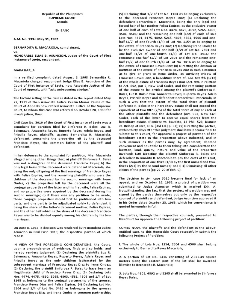 Macariola v. Asuncion, 114 SCRA 77 (1982) | PDF | Lawsuit | Judge