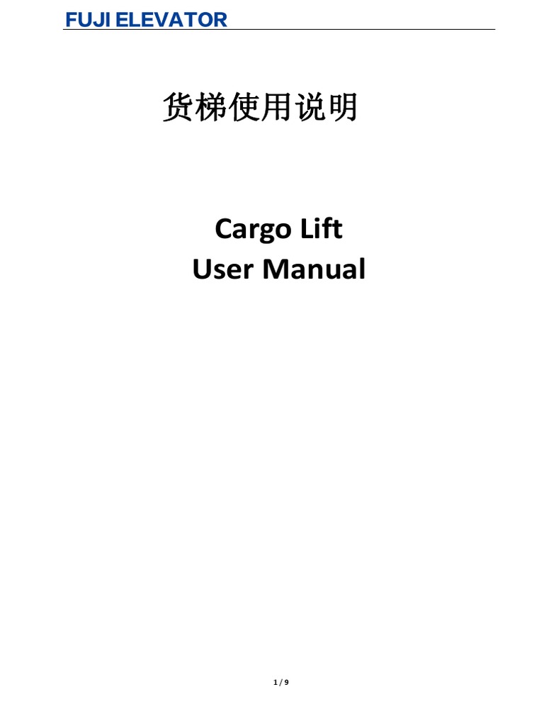 Cargo Lift User Manual | Download Free PDF | Valve | Elevator