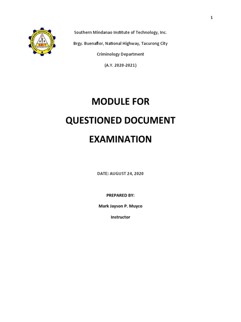 Module For Questioned Document Examination | PDF | Ink | Pen