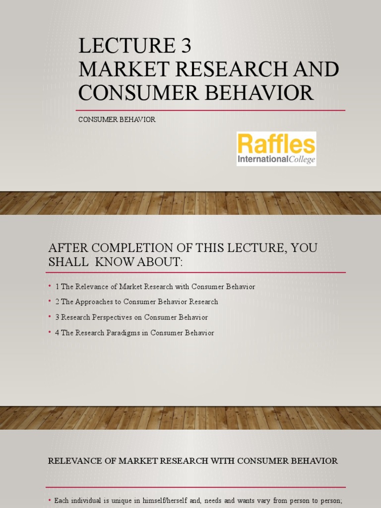 Lecture 3. Market Research & Consumer Behavior. I | PDF | Consumer ...