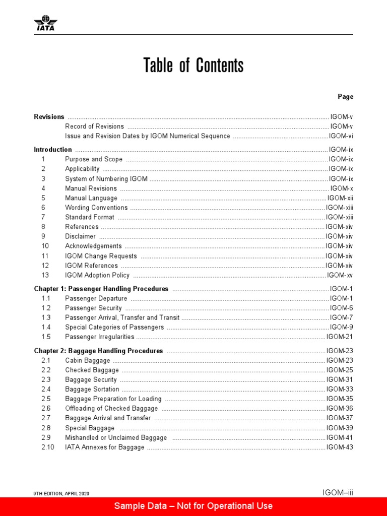 Sample Data - Not For Operational Use: IGOM-iii | PDF | Aviation ...