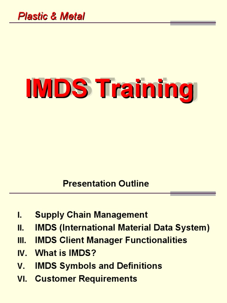 IMDS Training IMDS Training | PDF | Chemistry | Chemicals