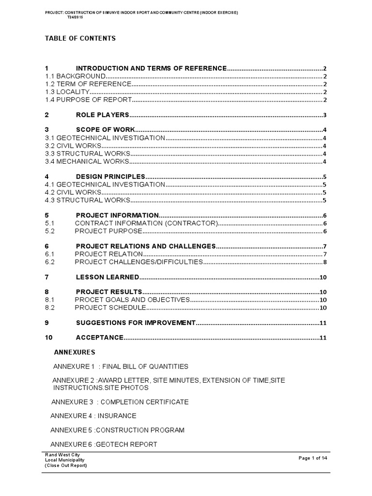 Close Out Report 2017 | PDF | Foundation (Engineering) | Geotechnical ...