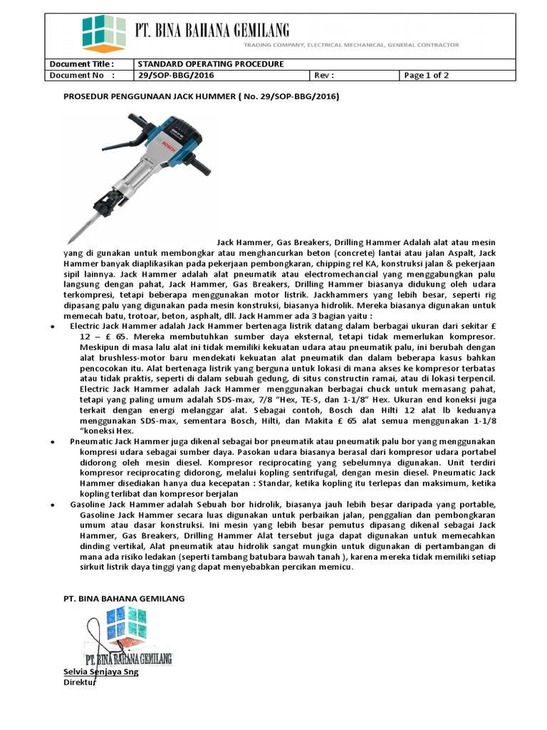 SOP Jack Hammer | PDF