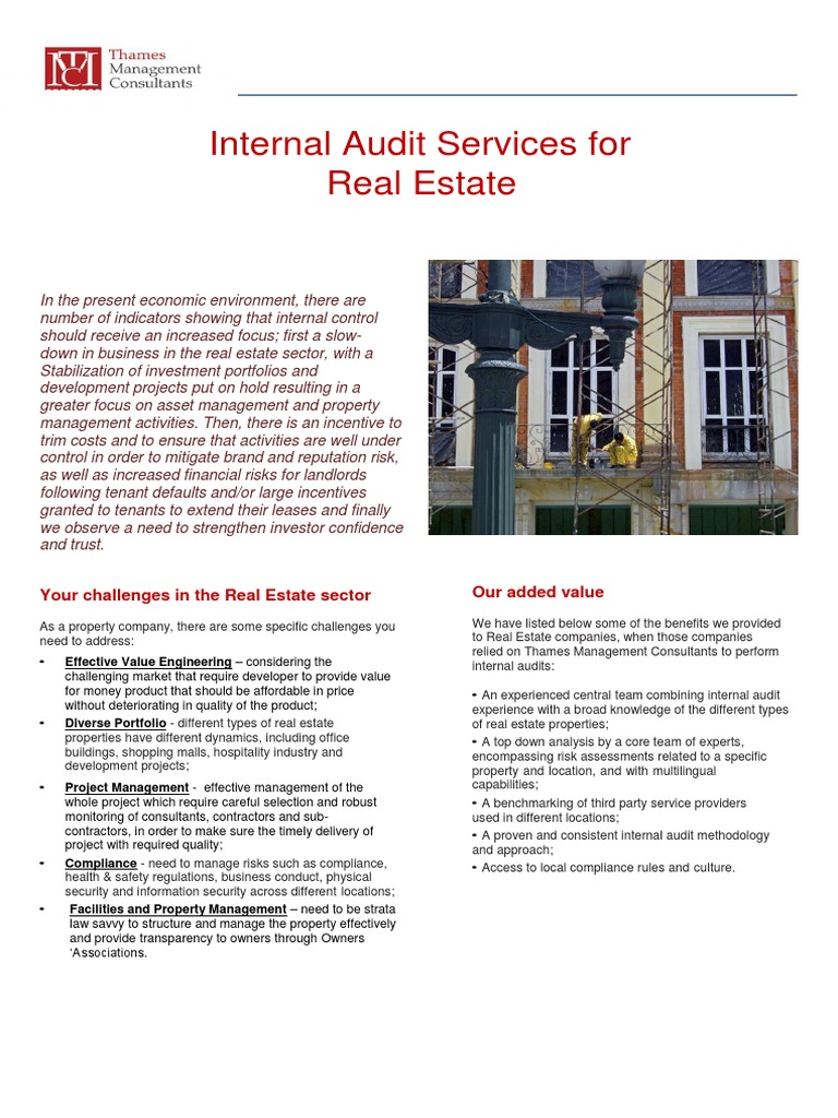 Internal Audit Services for Real Estate | PDF | Regulatory Compliance ...