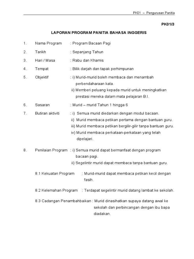 Laporan Bacaan Pagi | PDF