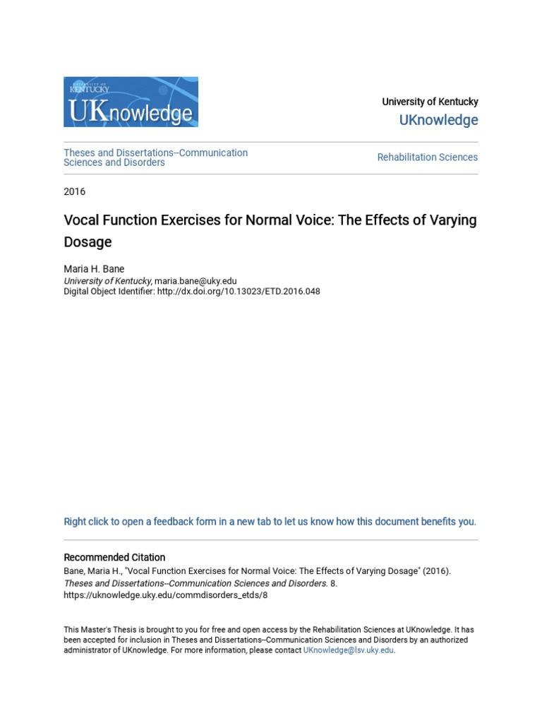 Vocal Function Exercises For Normal Voice - The Effects of Varying ...