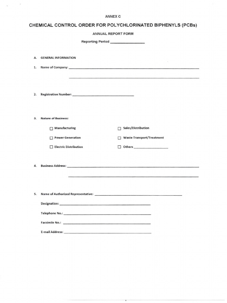 PCB Annual Report Form | Download Free PDF | Polychlorinated Biphenyl ...