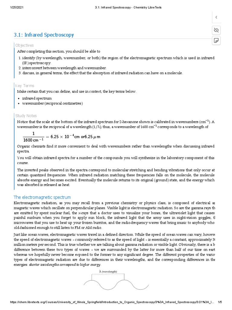 3.1 - Infrared Spectroscopy - Chemistry LibreTexts | PDF | Infrared Spectroscopy ...