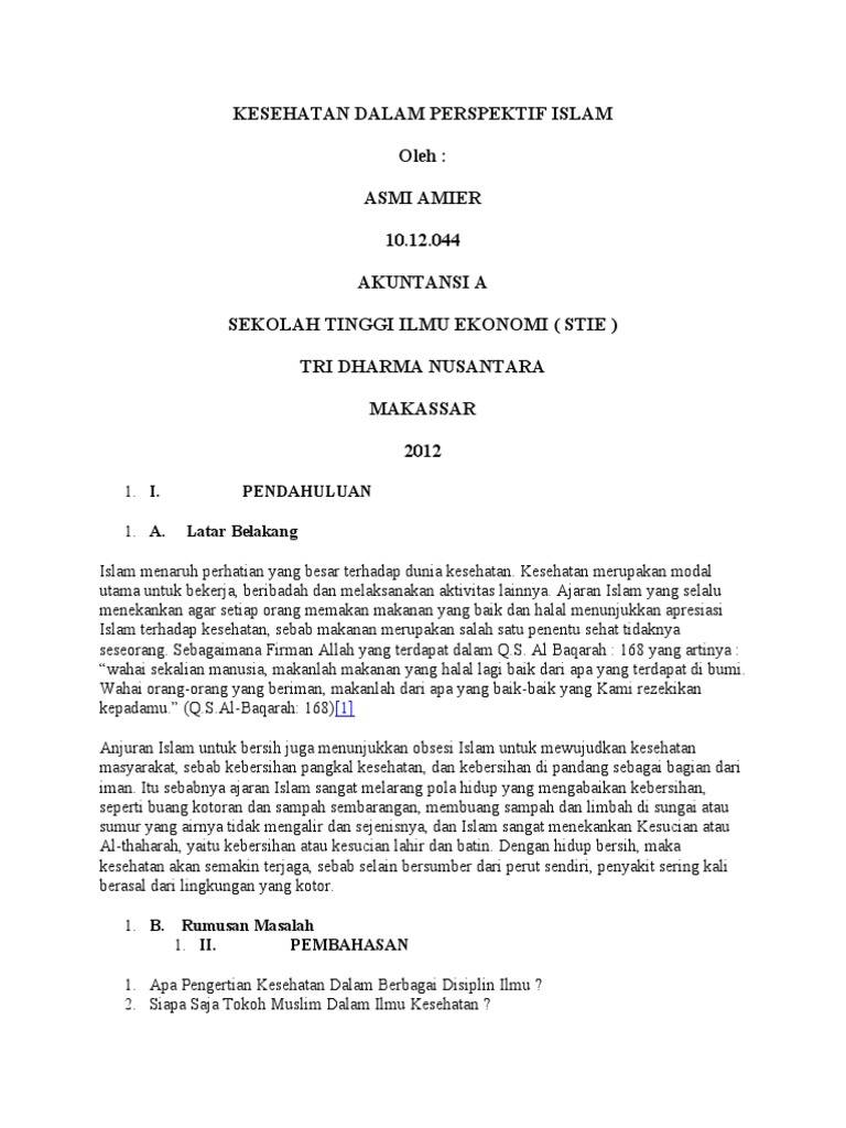 Kesehatan Dalam Perspektif Islam | PDF