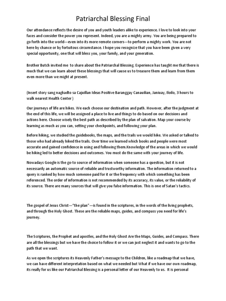 Patriarchal Blessing | PDF | Jacob | Covenant (Biblical)