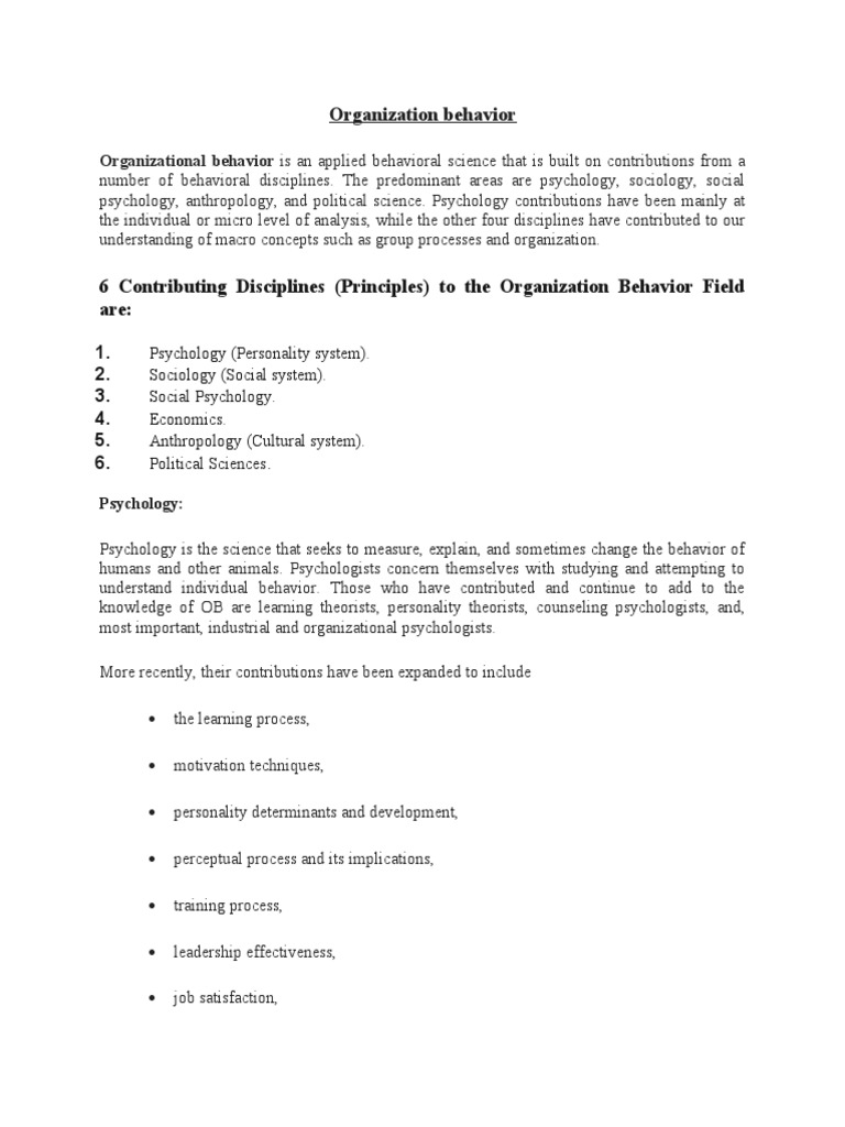 Organization Behavior 1 | PDF | Organizational Behavior | Social Science