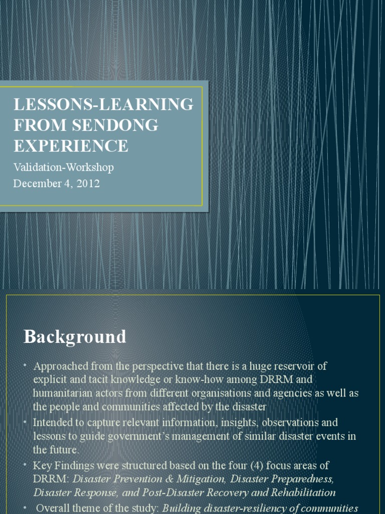 Lessons Learned And Recommendations Validation Workshop Presentation