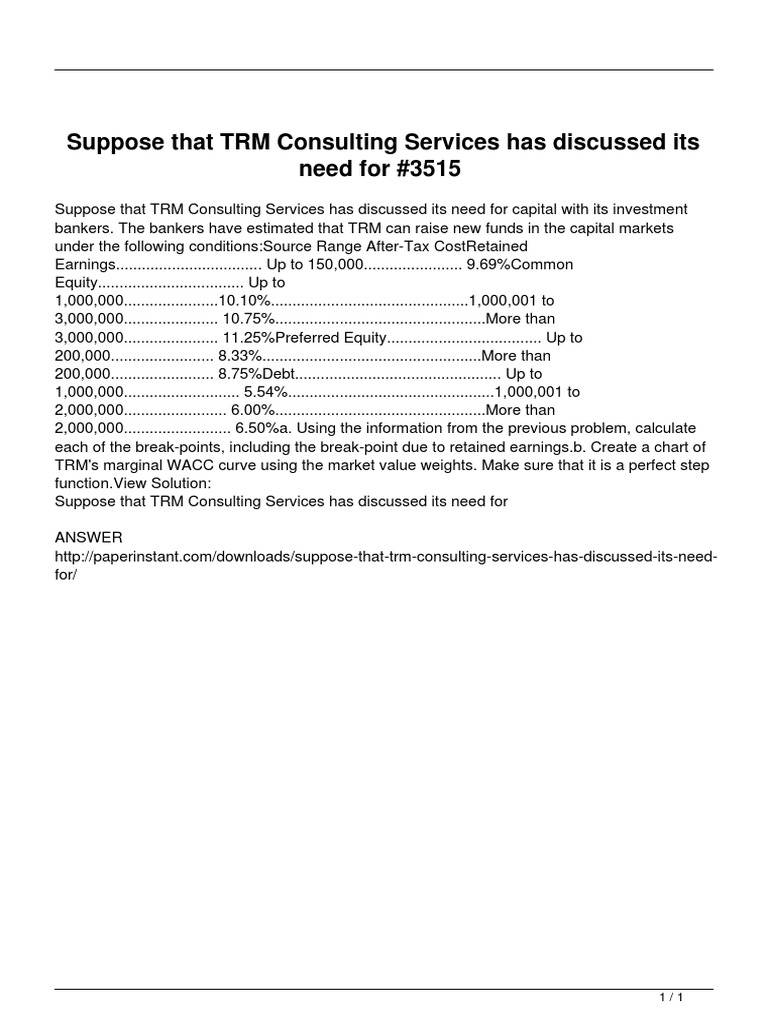 Suppose That TRM Consulting Services Has Discussed Its Need For | PDF ...