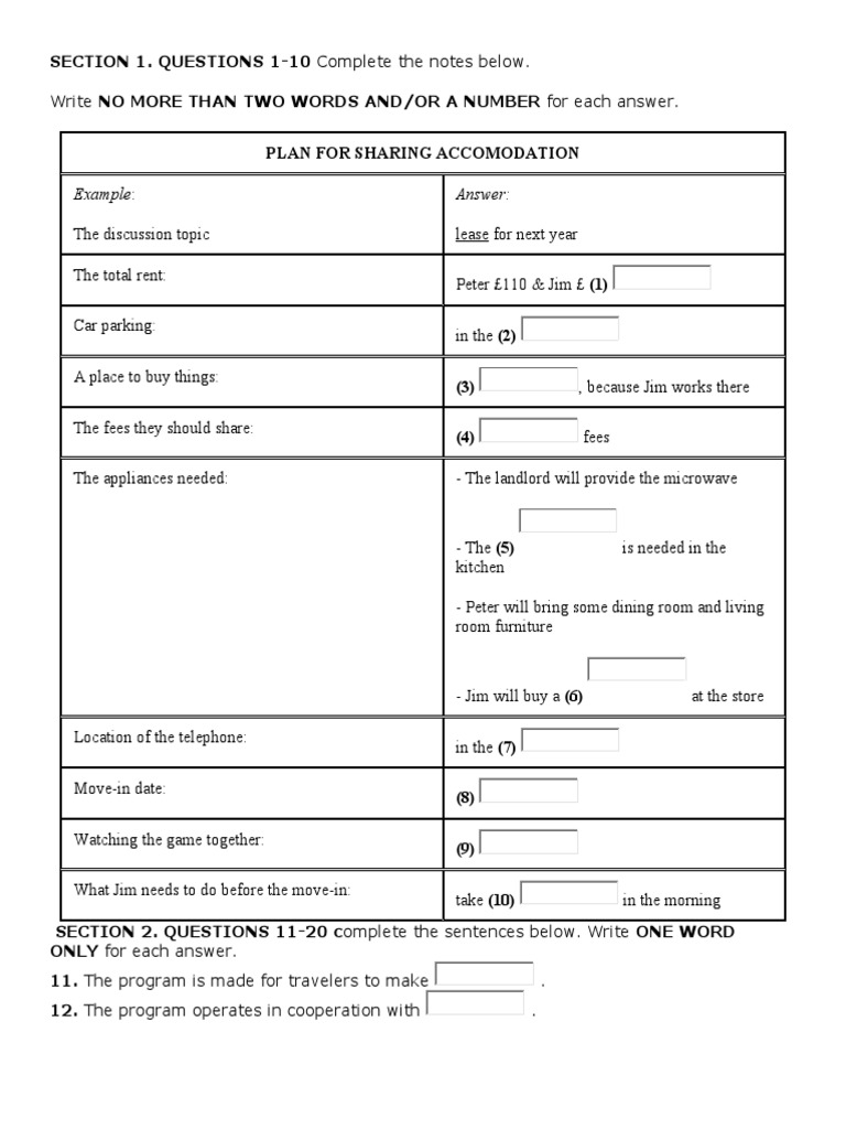 Example: Answer:: Plan For Sharing Accomodation | PDF | Lease | Business