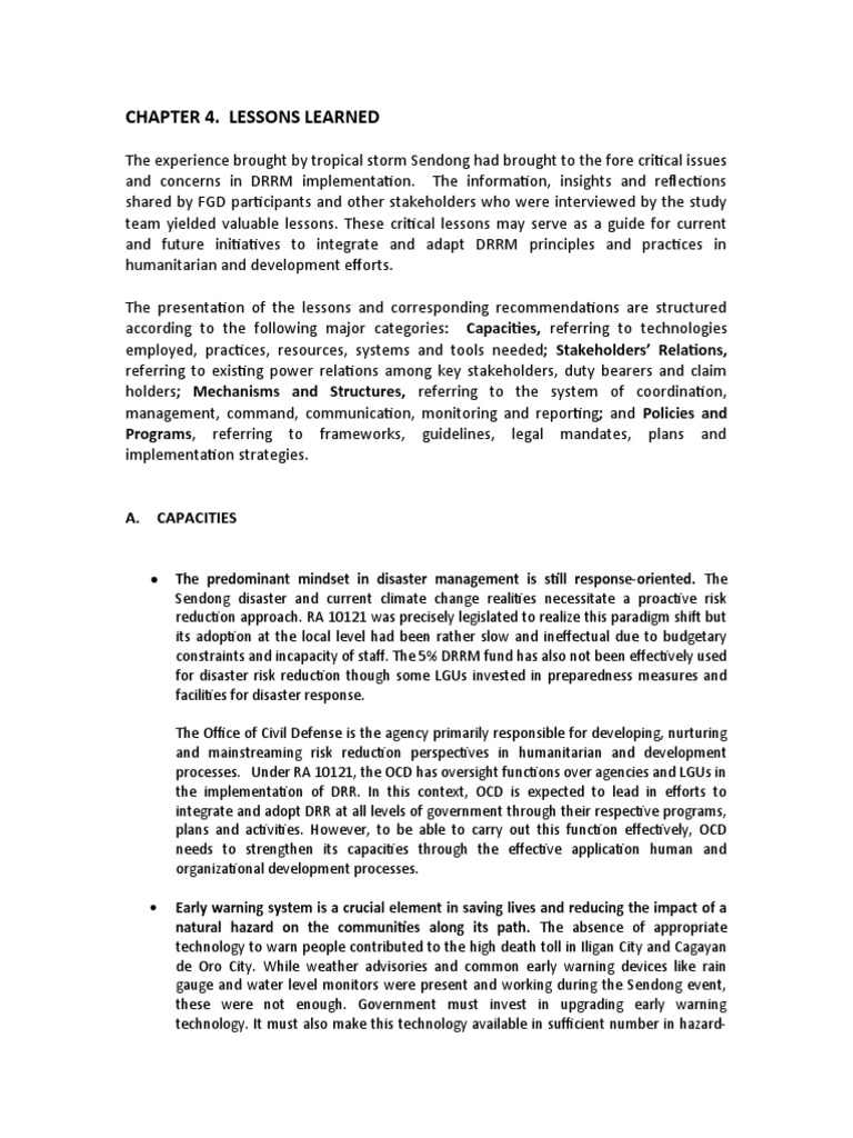 Lessons from Tropical Storm Sendong | PDF | Disaster Risk Reduction ...