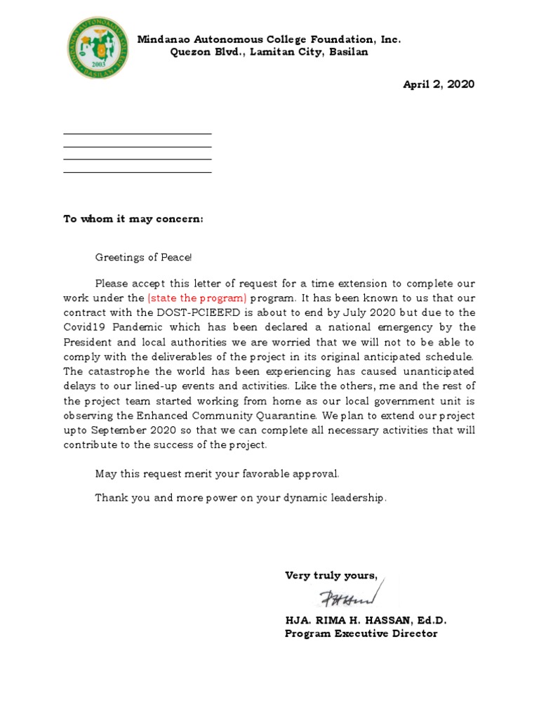 Request for Project Time Extension | PDF